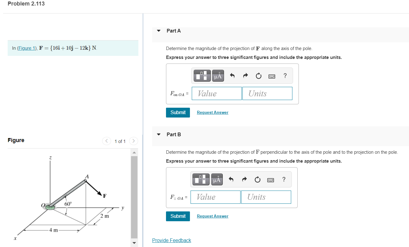 Part A In Figure 1 F 42 Lb Determine The Magnitude Of The Projection Of