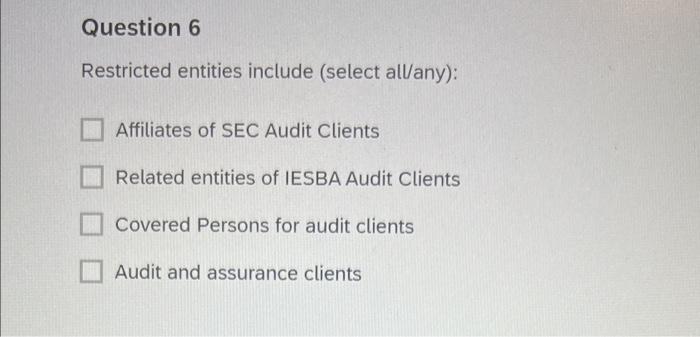 ion 6 Restricted Entities Include Select Allany Affiliates Of Sec Audit Cl StudyX