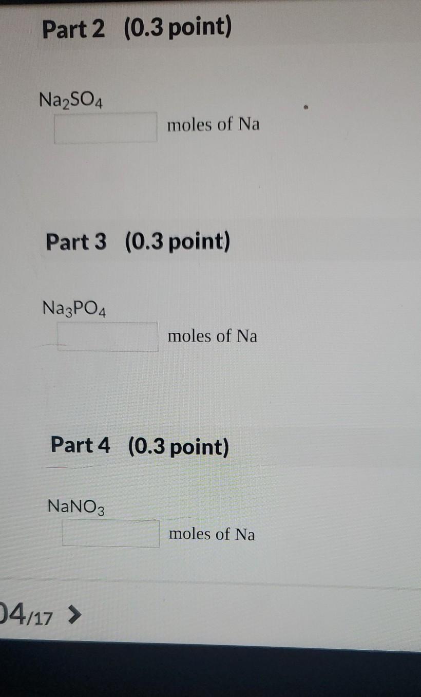 How Many Moles Sodium Are There In 429 Moles The Following Compounds