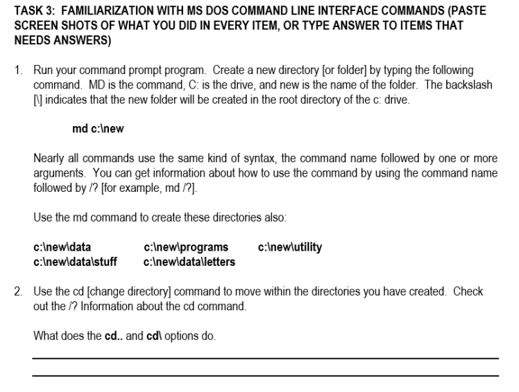 Task 3 Familiarization With Ms Dos Command Line Interface Commands
