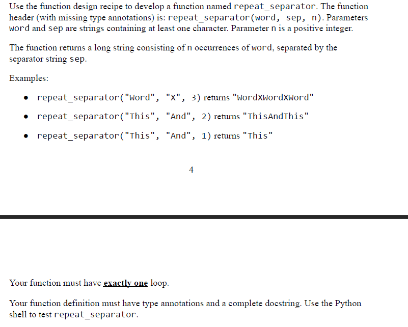 use the function design recipe to develop a function named ...