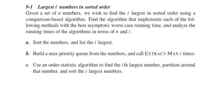 91 largest i numbers in sorted order given a set of n numbers we wish ...