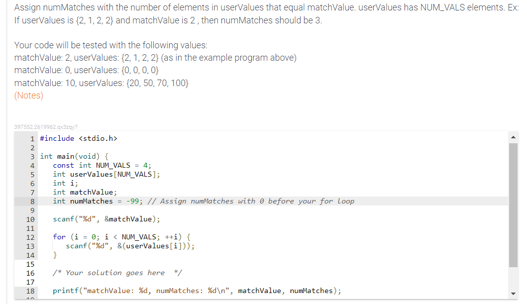 assign nummatches with the number of elements in uservalues that equal ...