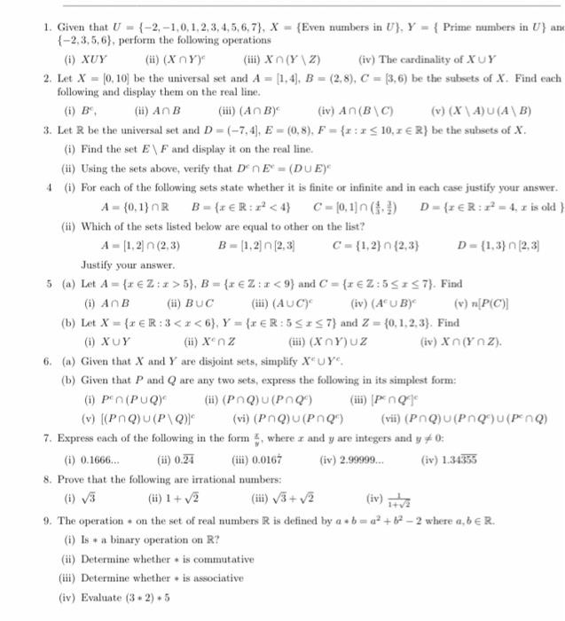 1 given that u2 101234567 xeven numbers in u y prime numbers in u 2356 ...