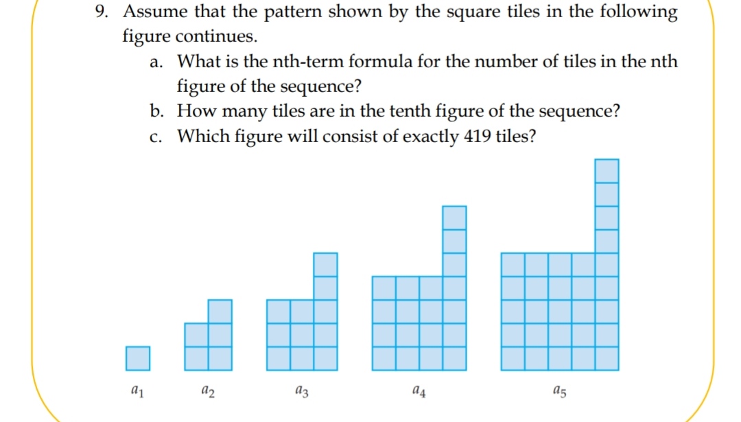 9 assume that the pattern shown by the square tiles in the ...