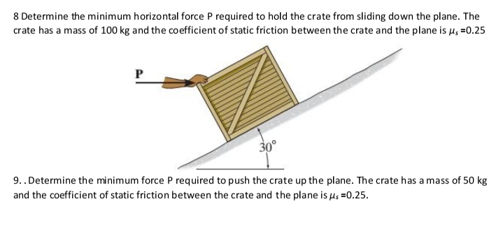 8 Determine The Minimum Horizontal Force P Required Hold The Crate From